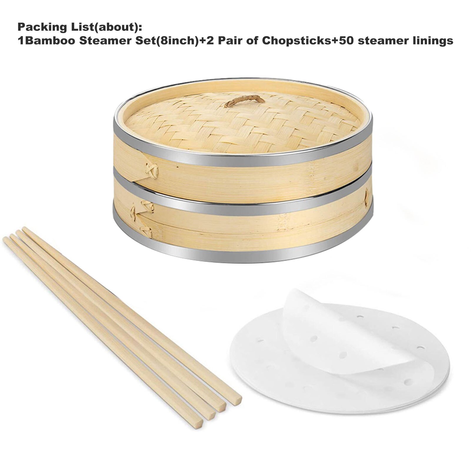 1Tier 8inch Bamboo Steamer Fish Rice Vegetable Sna... – Grandado