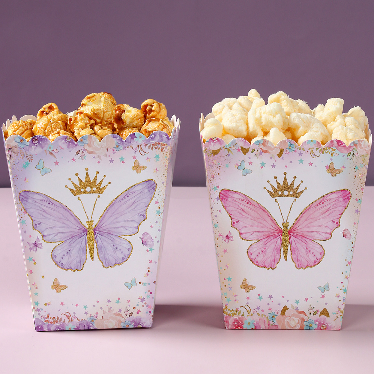 Pink Purple Butterfly Popcorn Box Candy Box Butter... – Grandado