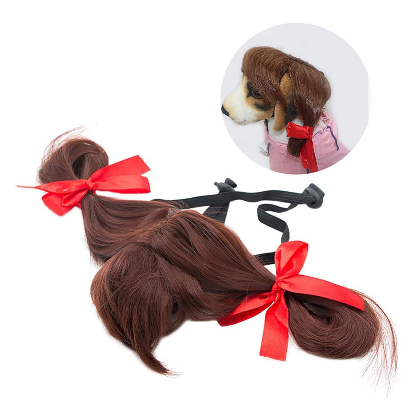Dog Wigs Pet Costume Wig Colored Curly Hair Braids... – Grandado