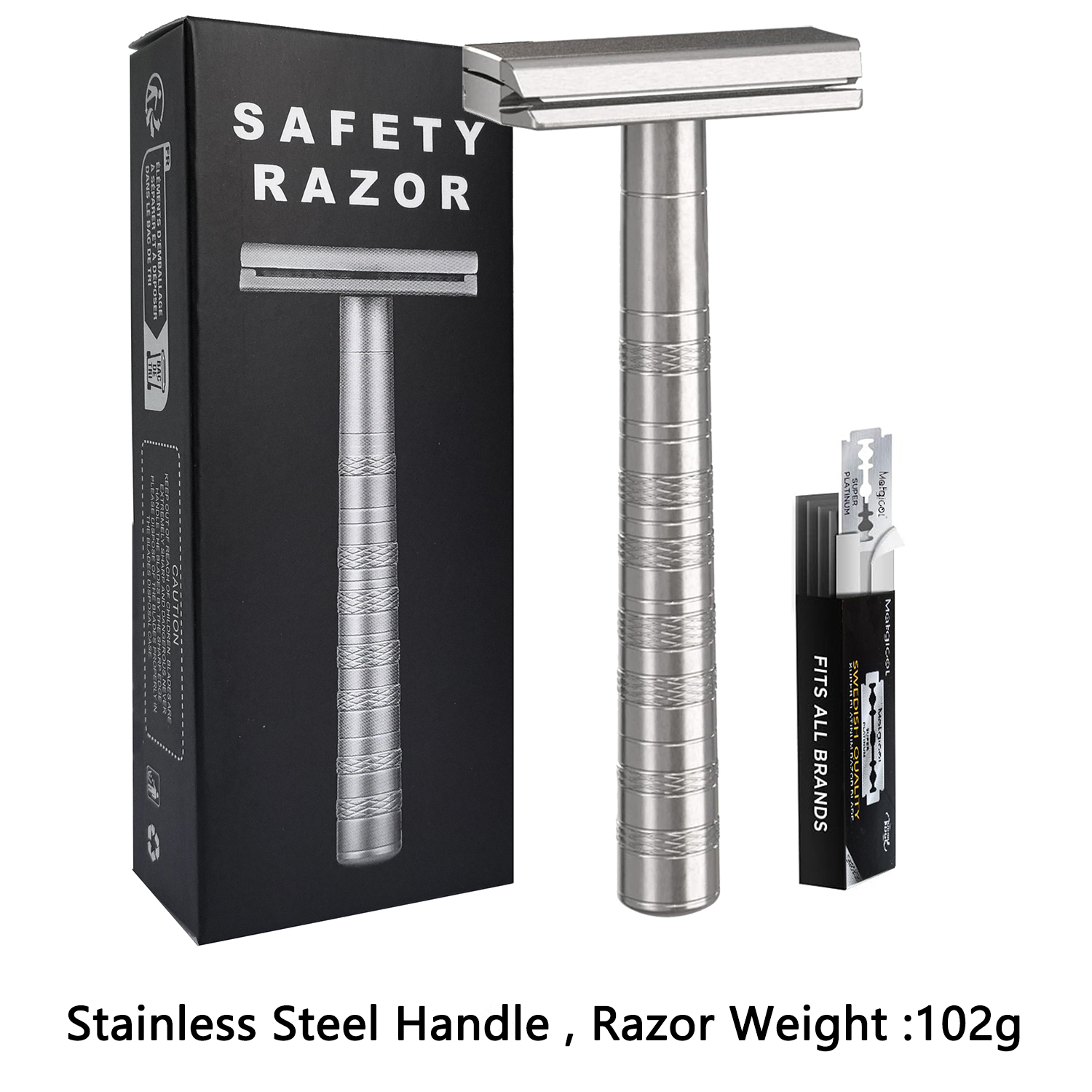 Stainless Steel Double Edge Safety Razor with 5 Sp... – Grandado