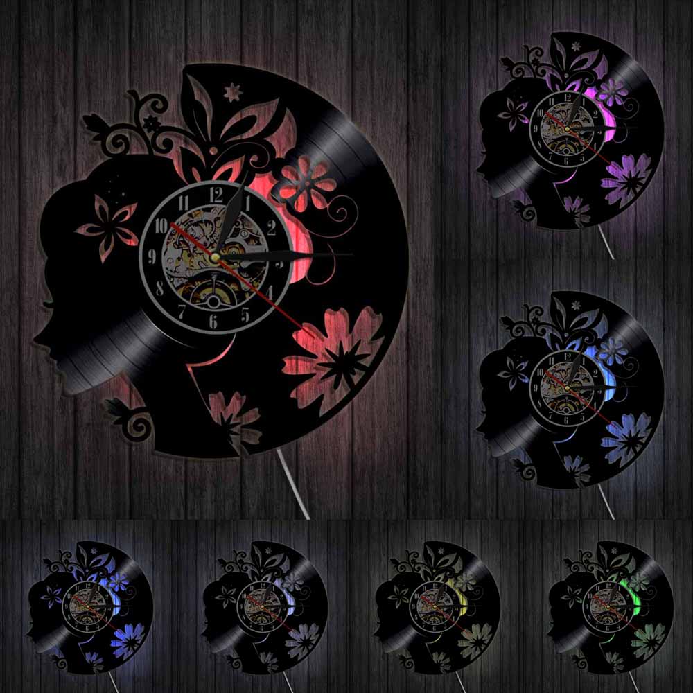 Beauty Girl Vinyl Record Wall Clock Beautiful Lady... – Grandado