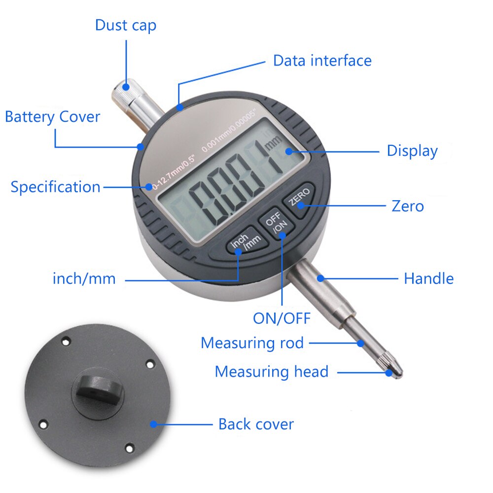 0-12.7mm Electronic Digital Dial Indicator 0.01/0.... – Grandado
