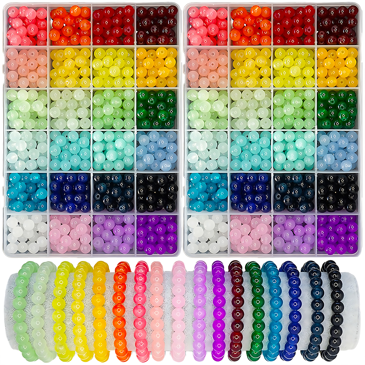 24- farver 8mm krystalperle armbåndssæt - 360/480... – Vicedeal