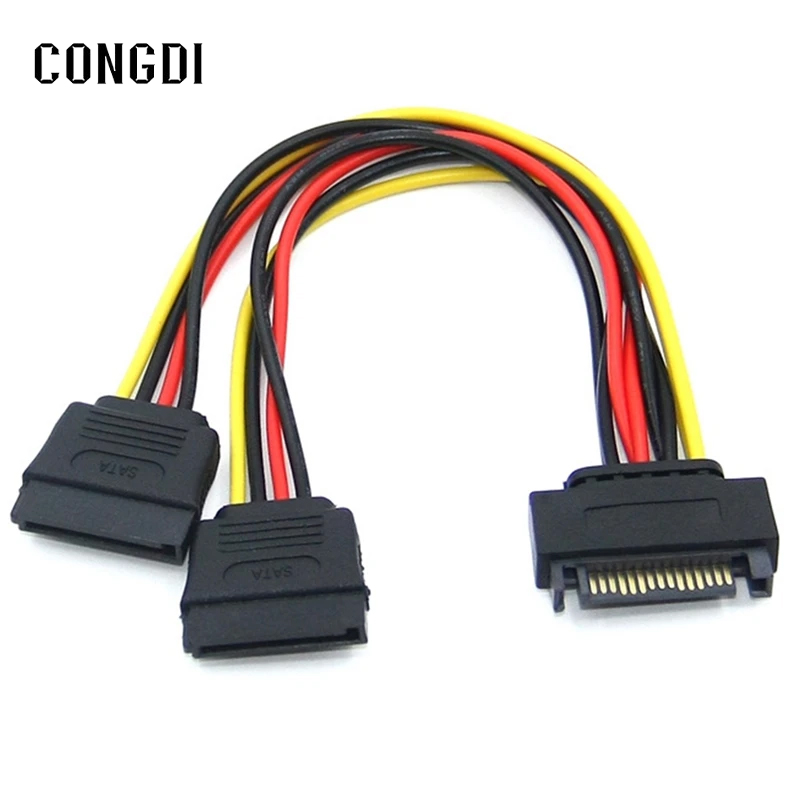 SATA Power Y Splitter Cable 15 Pin SATA Male to Du... – Vicedeal