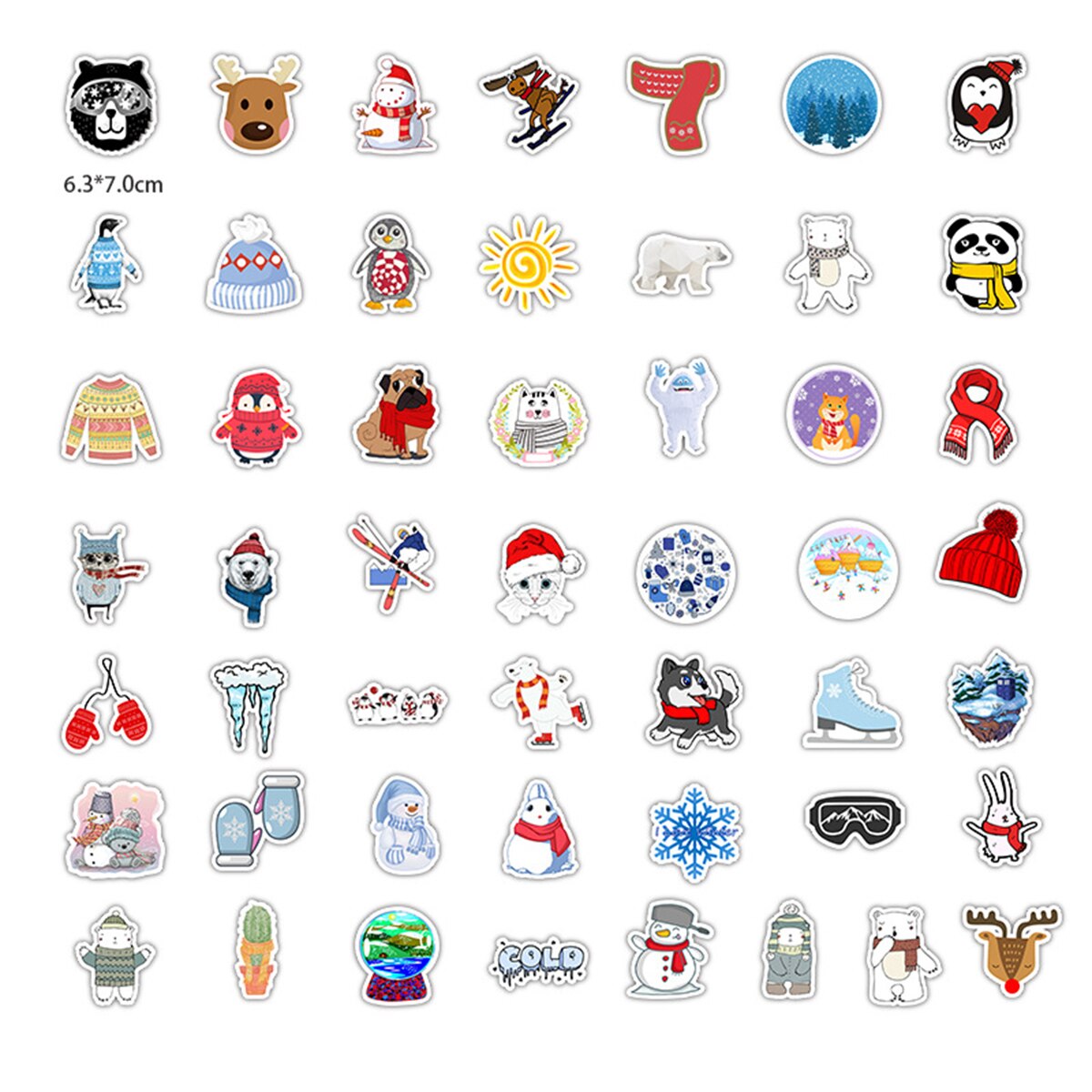 50Pcs Cartoon PVC Stickers Cute Penguins Snowmen W... – Grandado