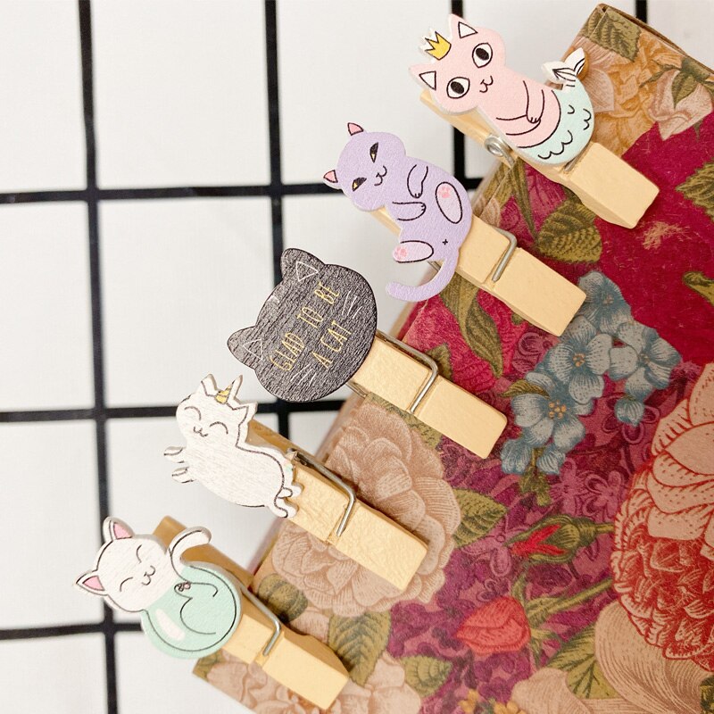 10 Stks/pak Kleurrijke Lange Staart Kat Met Houten... – Vicedeal