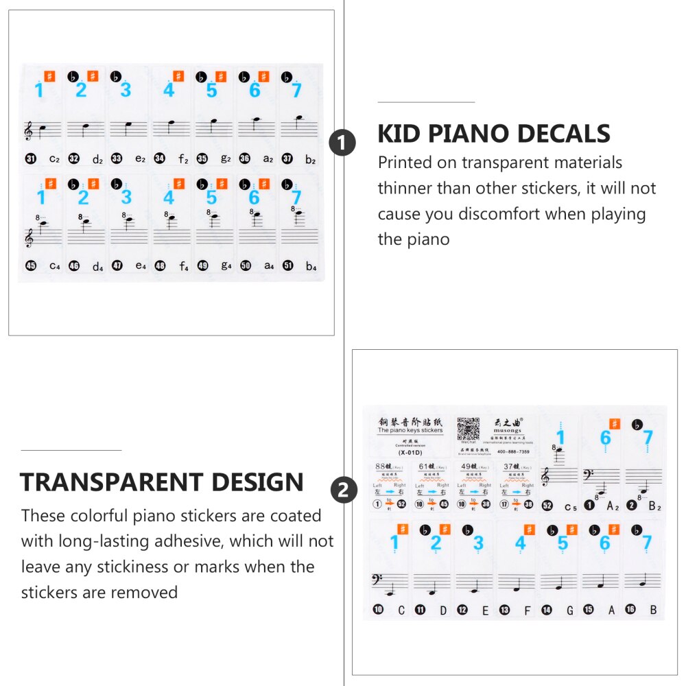 Large Bolds Staff and Letter Piano Sticker Transpa... – Vicedeal