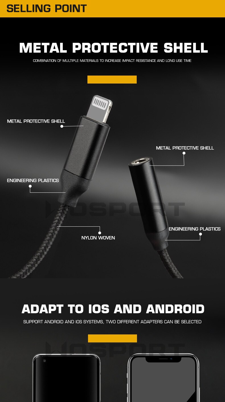 WosporT Type C 3.5mm Lightning 3.5mm Audio adapter... – Grandado