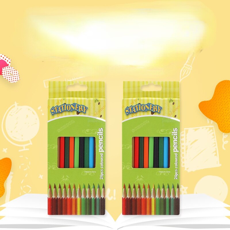 Wooden Hexagonal 24 Color Pencil Set Children'... – Vicedeal