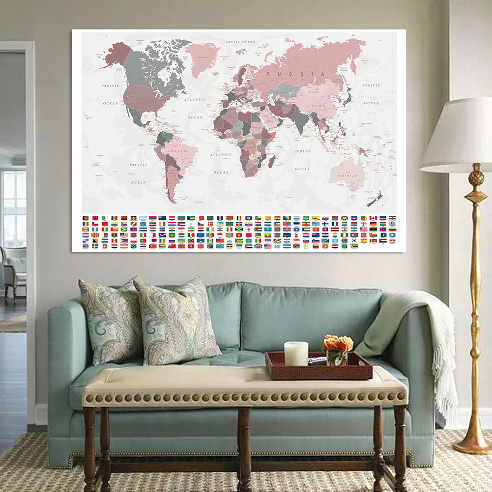 7.5 Feet The World Political Map with National Fla... – Grandado