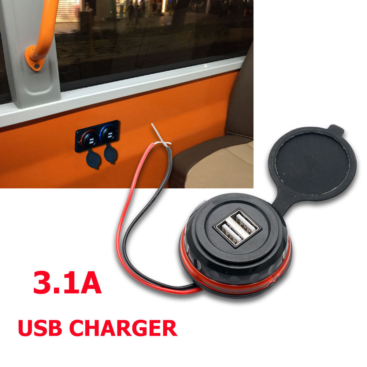 3.1a dubbel usb billaddare 2 portar adapter 12v el... – Grandado