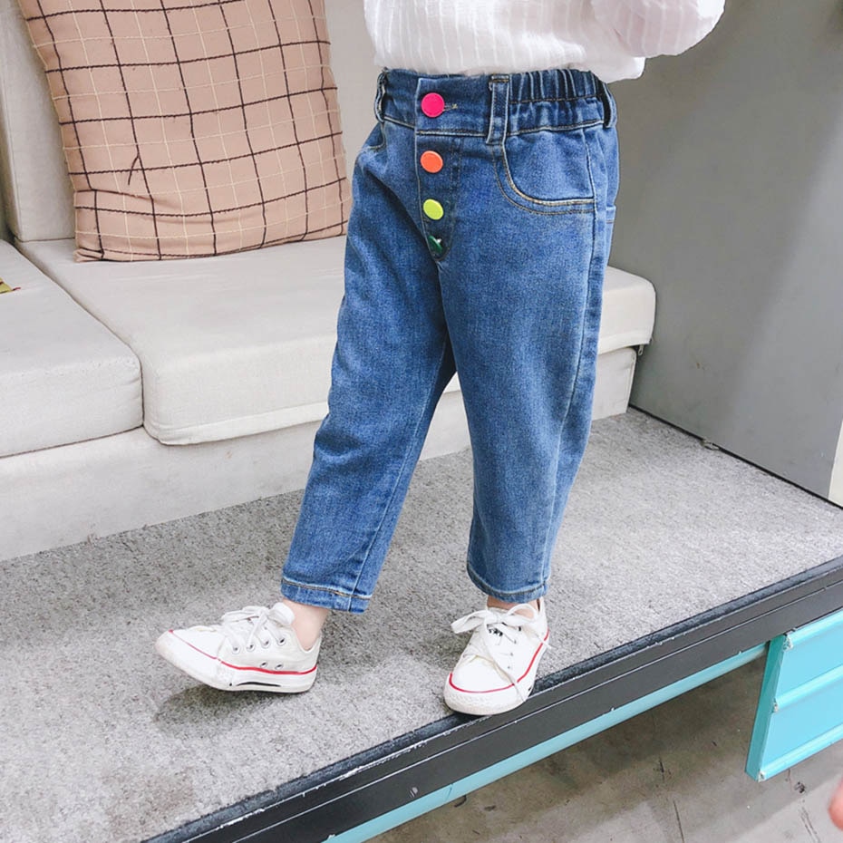 Jeans For Girl Coloful Button Fly Kids Jeans For G... – Grandado