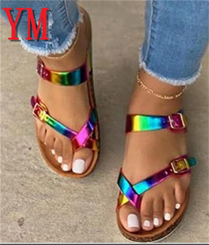 Colourful Summer Women Sandals Flat Buckle Strap S... – Grandado