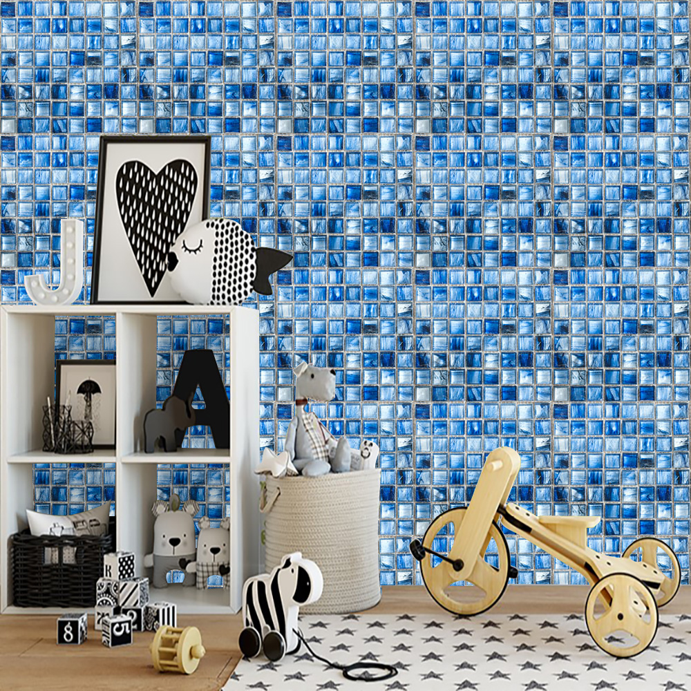 10pcs Blue Flat Mosaic Tiles Wall Sticker Printed ... – Vicedeal
