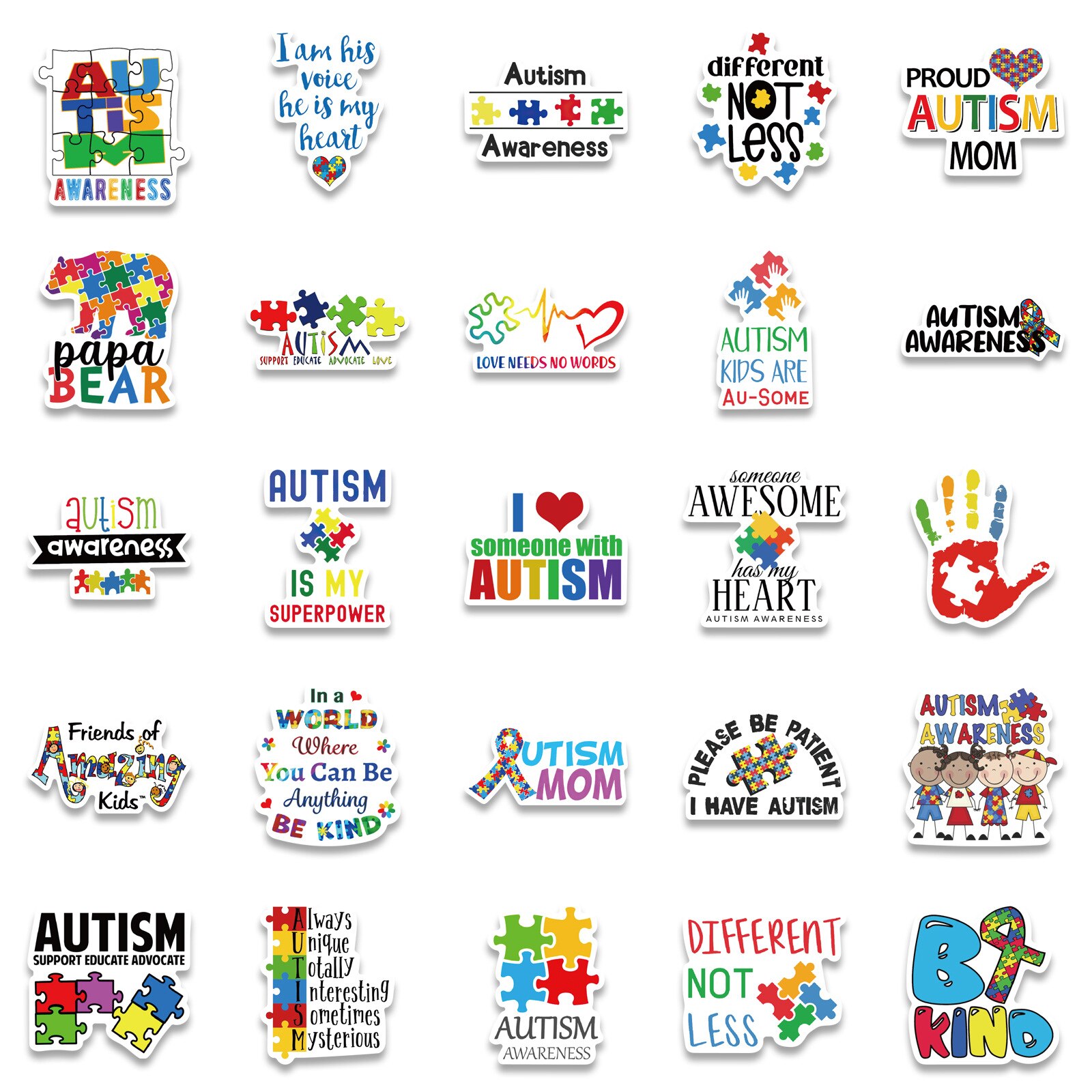 10/30/50pcs/pack Autism Awareness Stickers Flakes ... – Grandado