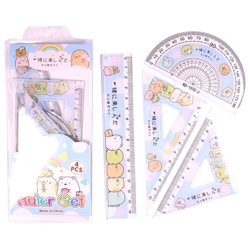 4pcs/Set Cute Cartoon Straight Triangle Ruler Prot... – Grandado