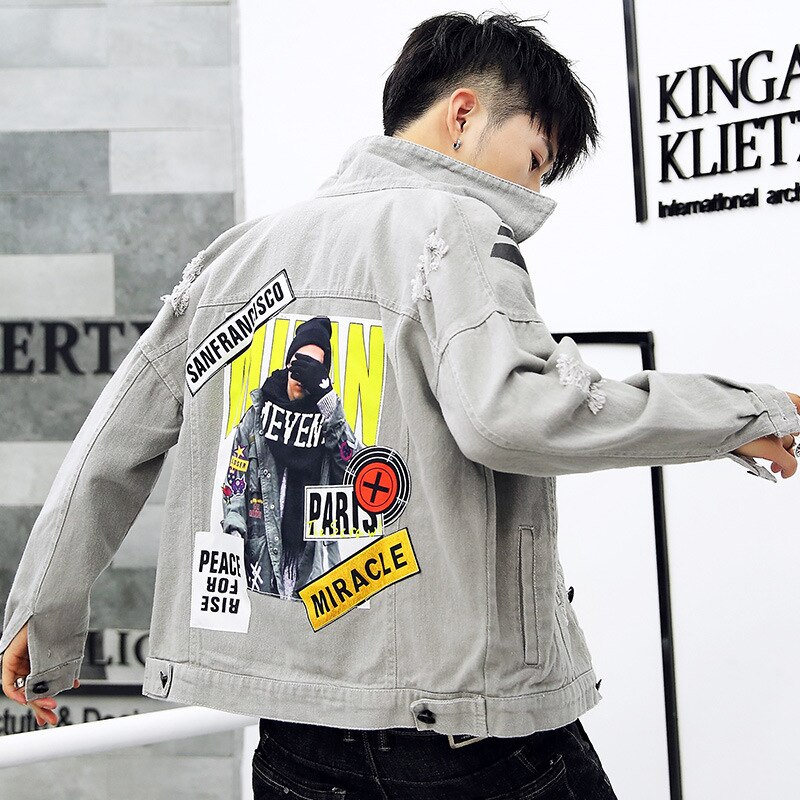 Fall teenagers denim jacket male student trendy ha... – Grandado