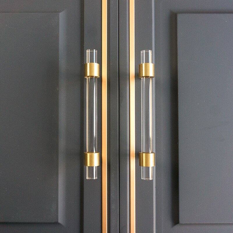 Acrylic brass strip handle modern minimalist cabin... – Vicedeal