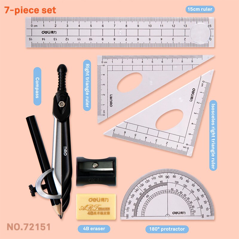 Deli Compasses Ruler Set stainless steel Compass m... – Vicedeal