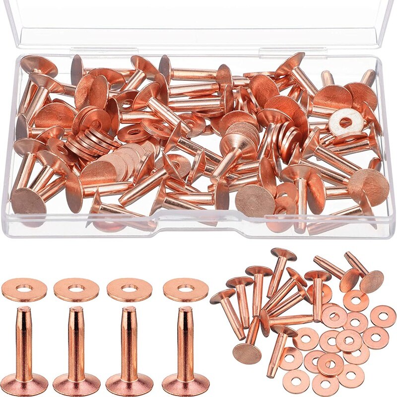 50 Sets of Copper Rivets and Burrs,Leather Belt Wa... – Vicedeal