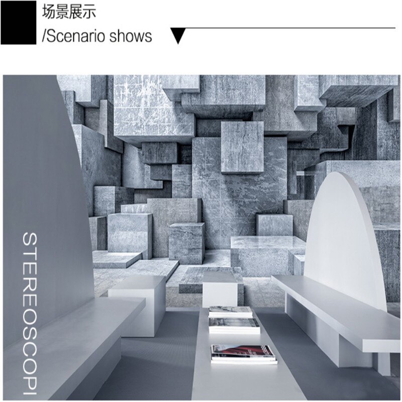 Industriële Wind Grijs Cement Baksteen 3D Ruimte E... – Grandado