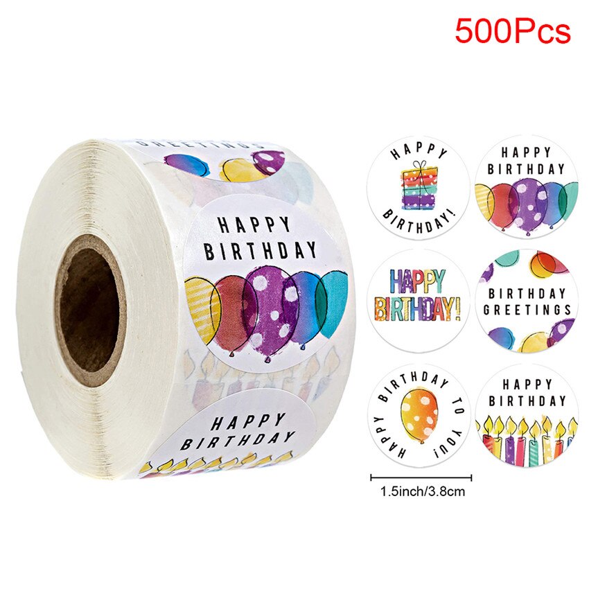 100-500Pcs 8 Ontwerpen Gelukkige Verjaardag Ronde ... – Grandado