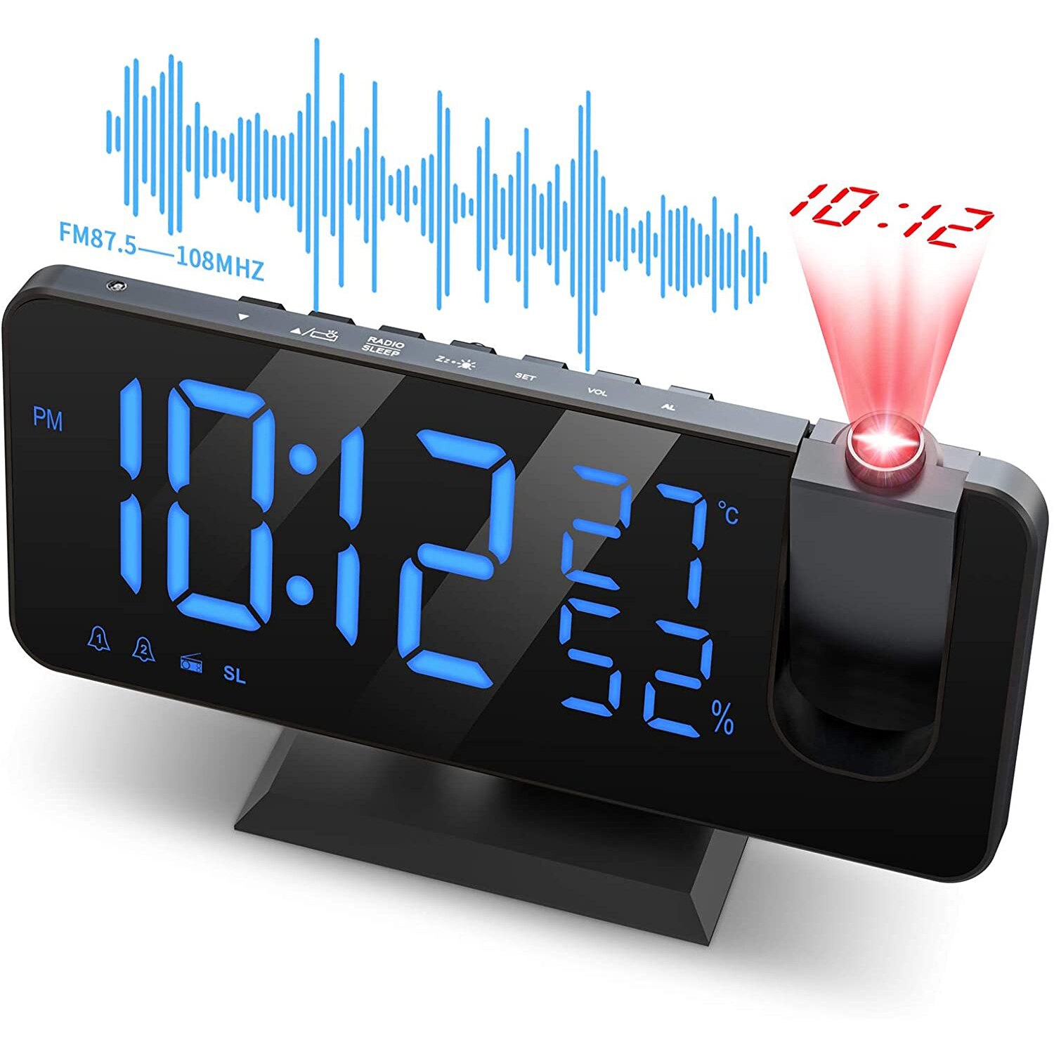 Miclock 3D Projectie Wekker Fm Radio Digitale Klok... – Vicedeal