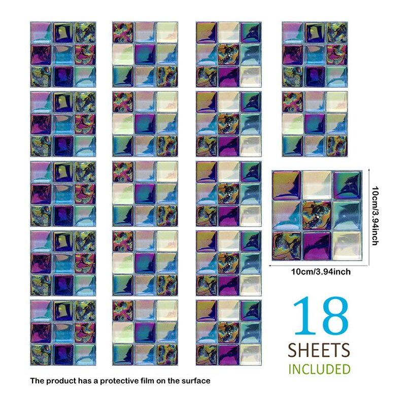 18pcs DIY 3D Mosaic Self Adhesive Waterproof Stick... – Grandado