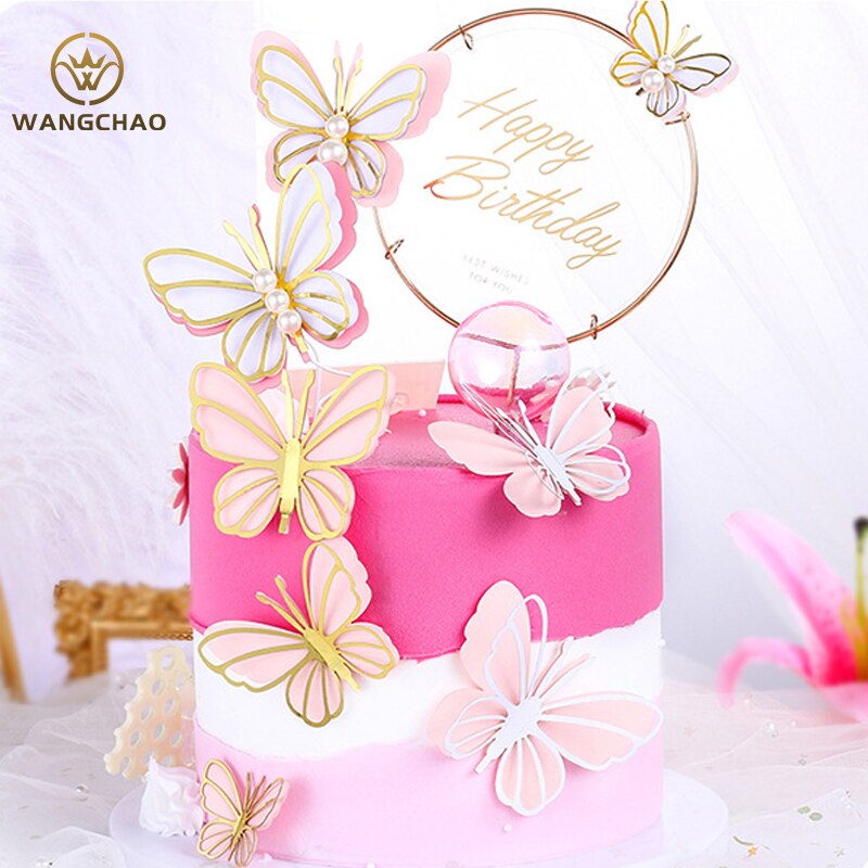 Parel Vlinder Cake Topper Gelukkige Verjaardag Rom... – Grandado