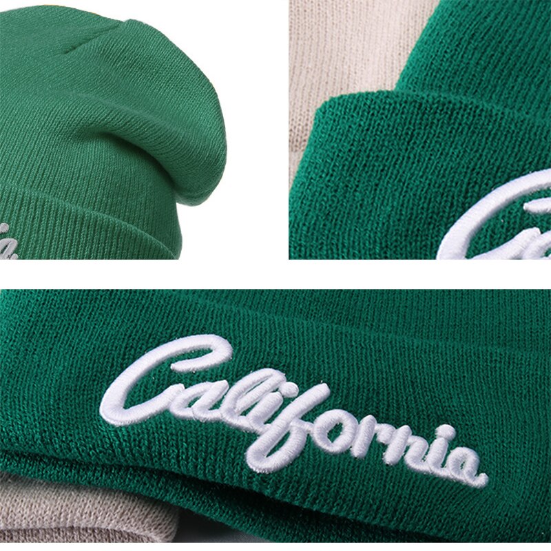 Green 3D Embroidery Beanies Skullies Women's C... – Vicedeal