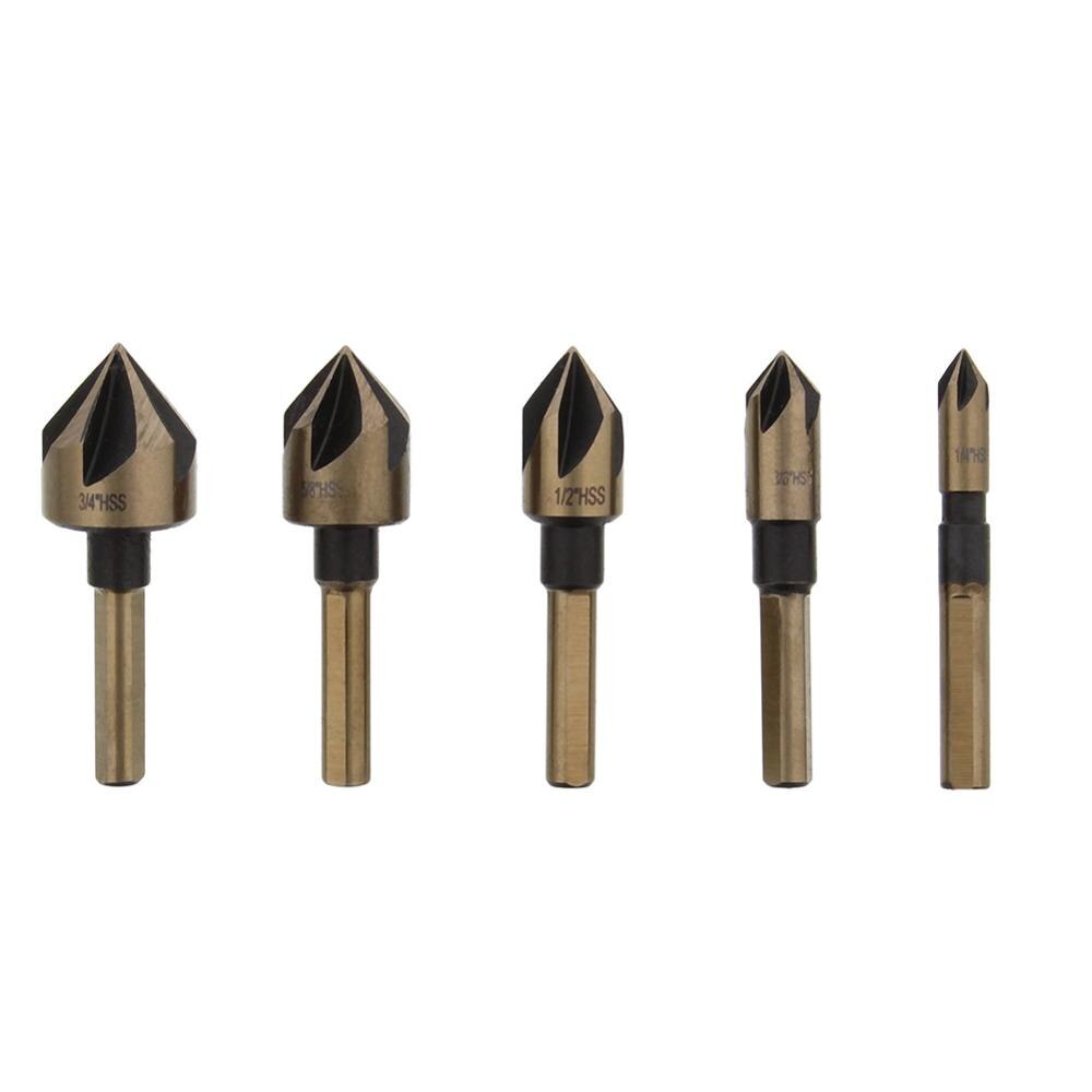 5 pcs 5 Flute Countersink Drill Bit HSS 82 Degree ... – Grandado