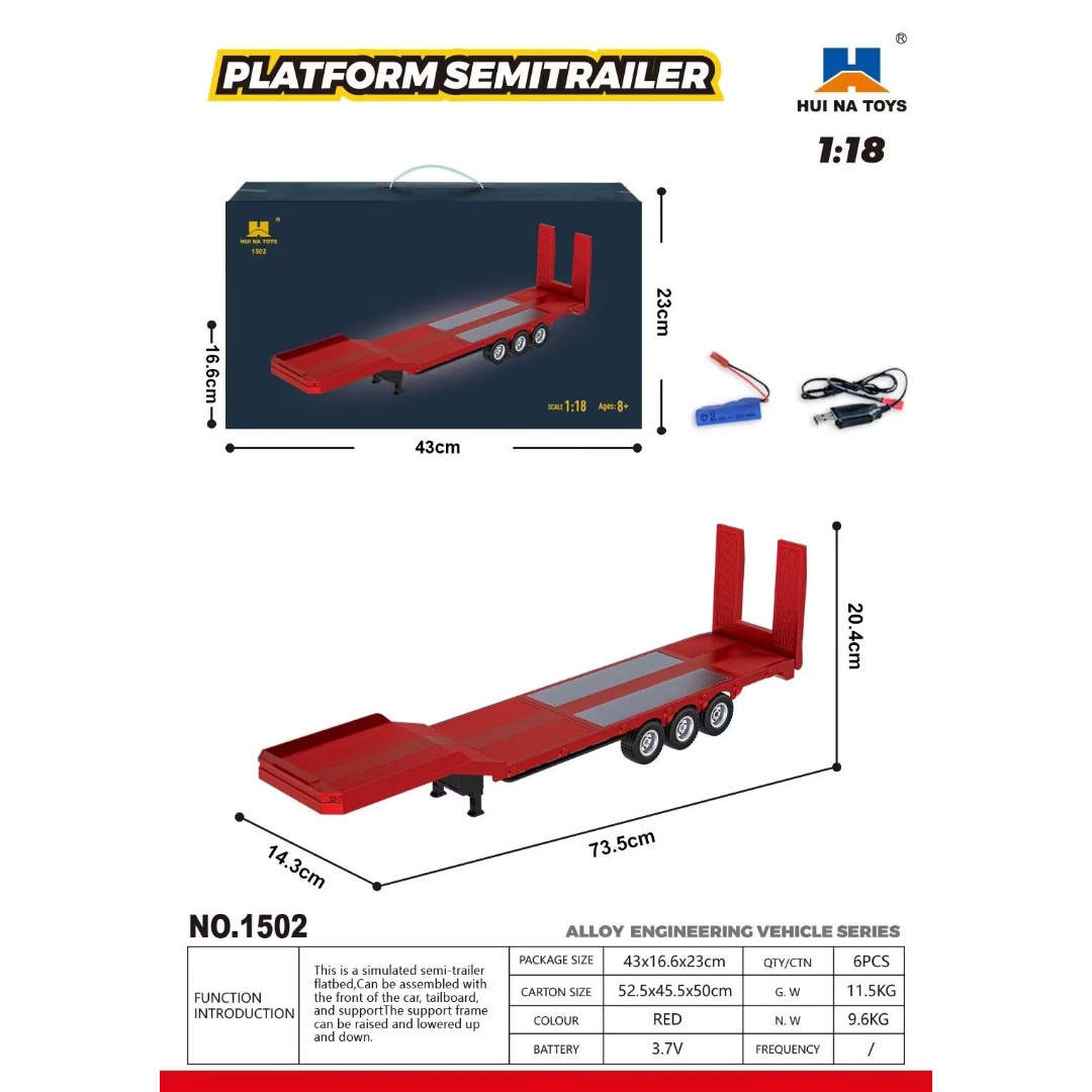 Huina 1502 RC Trailer 1/18 Platform semi trailer f... – Grandado