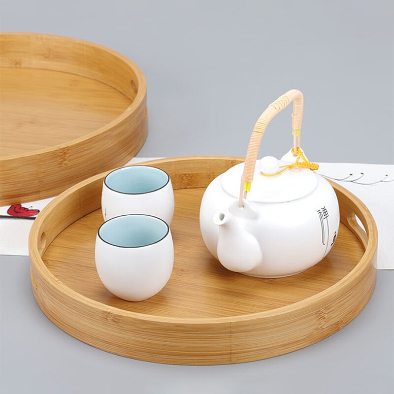 Japanese Style Round Tea Tray Food Serving Plate B... – Grandado