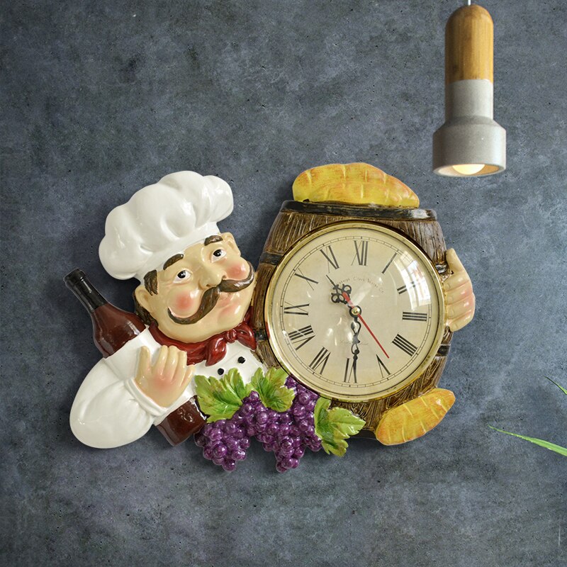Vintage Wall Clock Home Decoration Resin Chef Stat... – Grandado