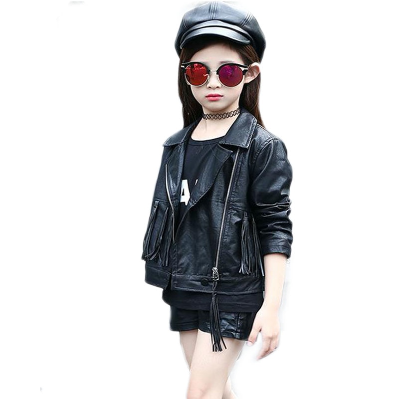 Spring Kids Jacket PU Leather Girls Jackets Clothe... – Grandado