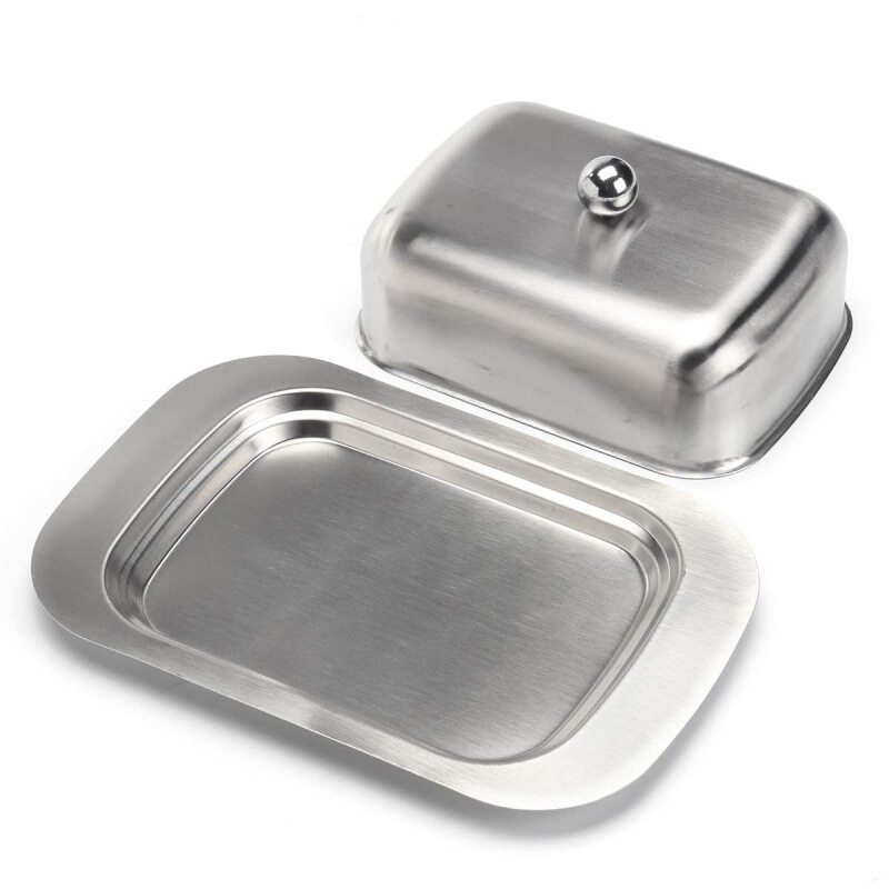 Butter Dish Stainless Steel Tray with Metal Lid fo... – Grandado