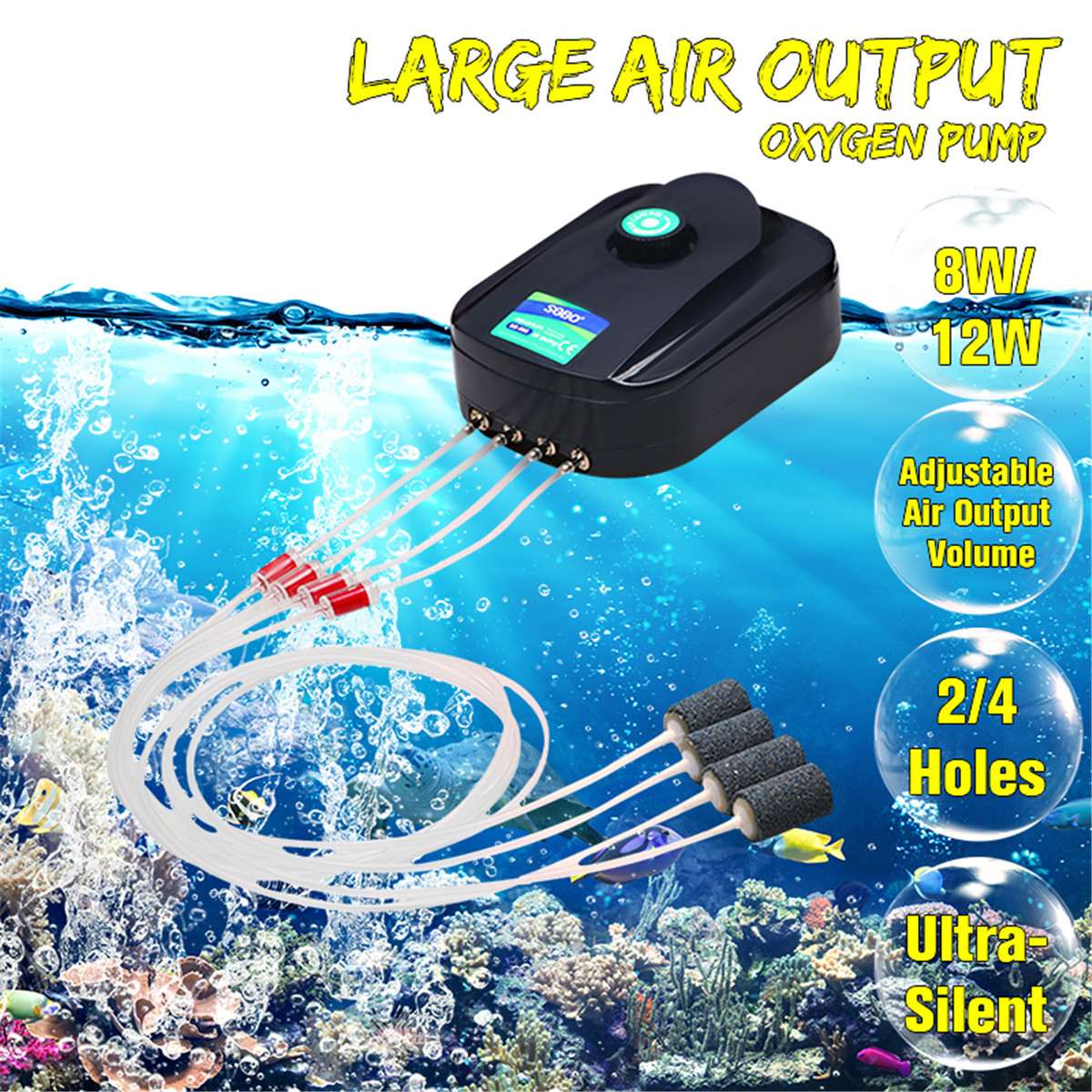 Ultra-Silent Aquarium Air Pump Adjustable Large Ai... – Grandado