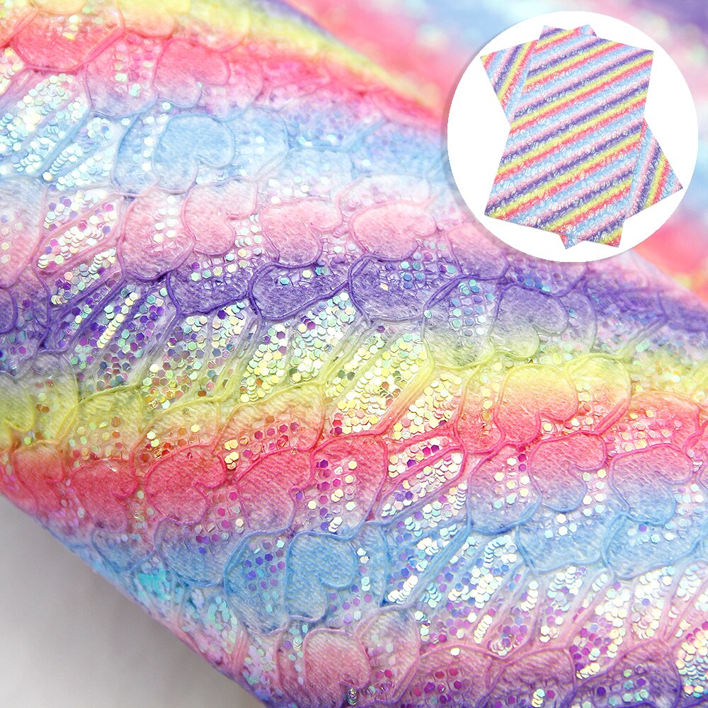 20*33cm Lace Bump Texture Rainbow Color Chunky Gli... – Vicedeal