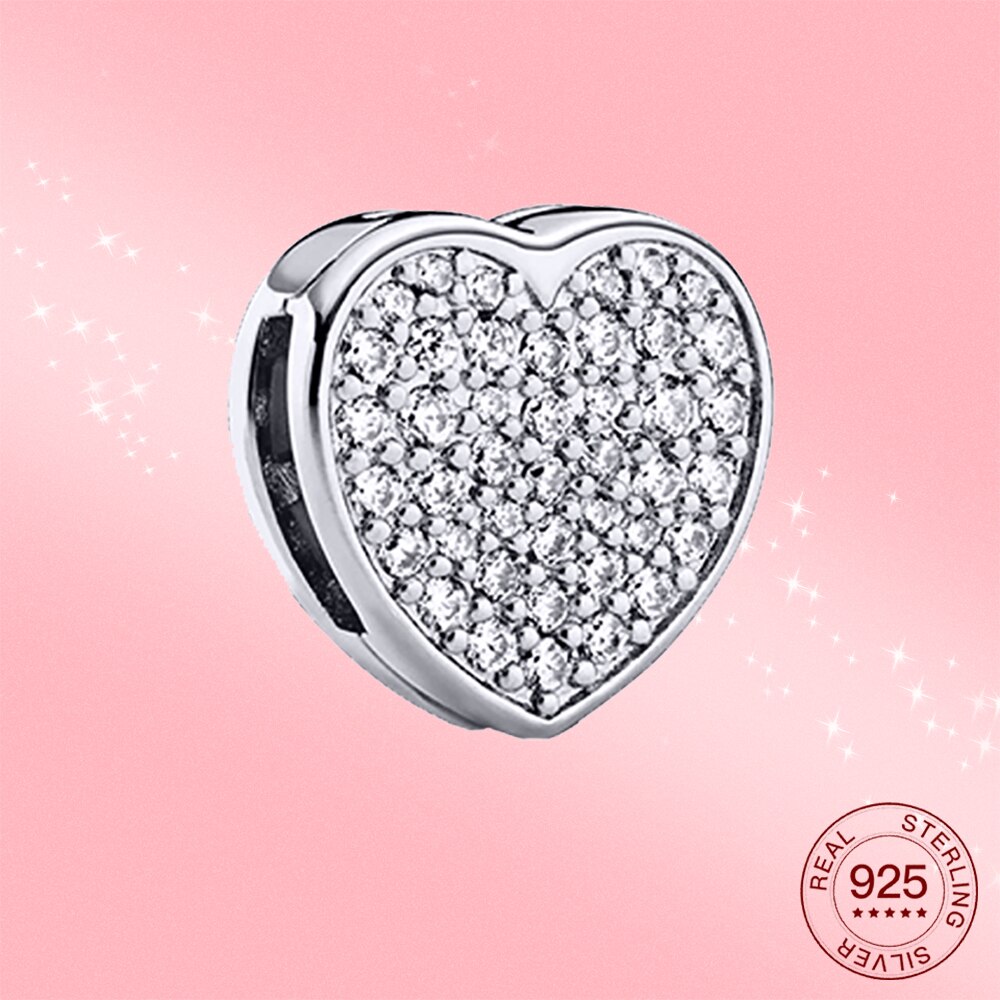 100% 925 Sterling Silver Love Charm Shiny Zircon O... – Grandado