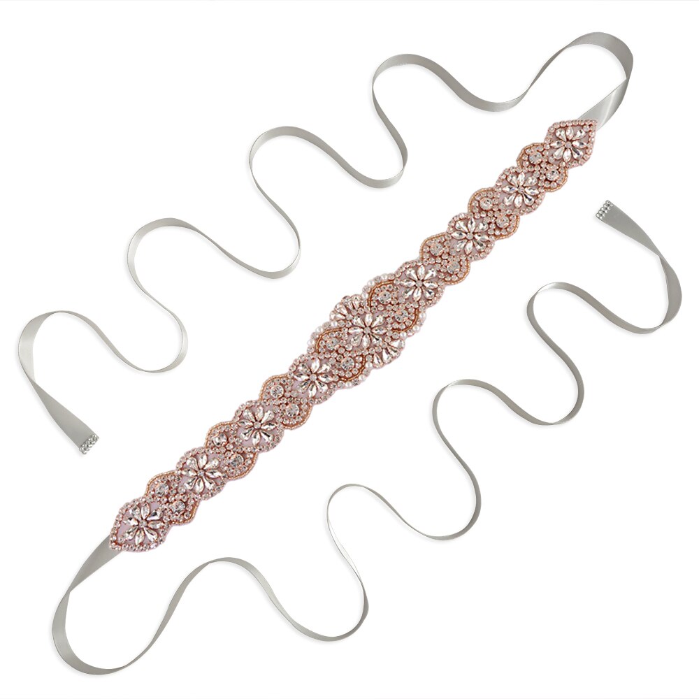TRiXY S161B-RG Rose Gold Belt Sash Rhinestones Bel... – Grandado