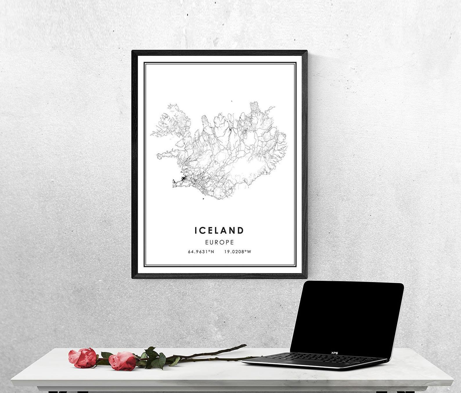 Iceland country map print poster canvas | Iceland ... – Vicedeal