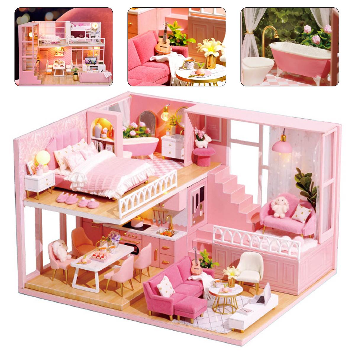 Nordic Style Doll House Furniture DIY Miniature Mo... – Grandado