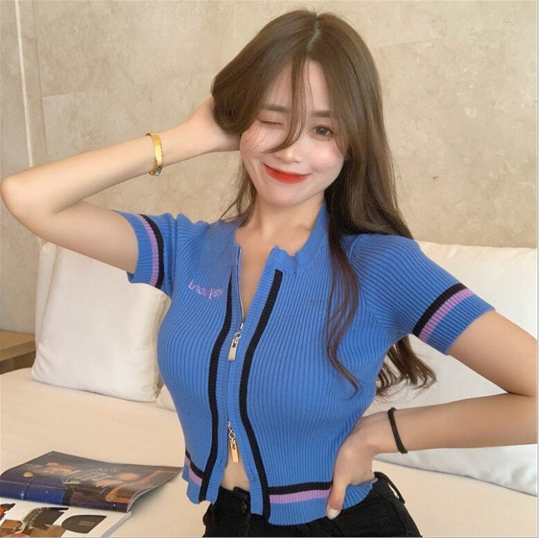 super fire color contrast short sleeve T-shirt sli... – Grandado