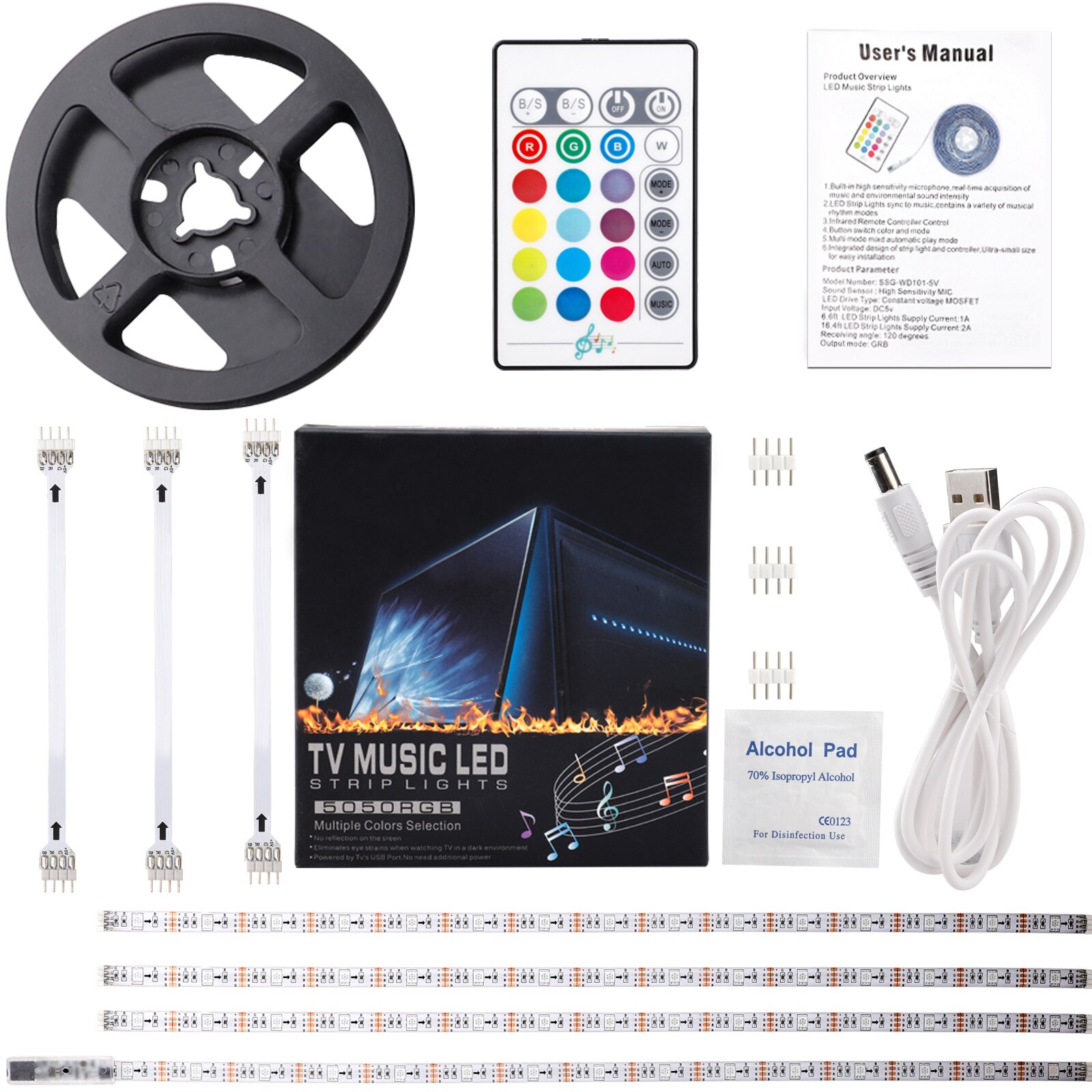 2m RGB LED Strip Lights Kit Music Waterproof Tape ... – Grandado