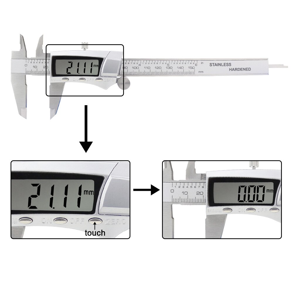 Measuring Tool Digital Caliper 6 "150mm Stain... – Grandado