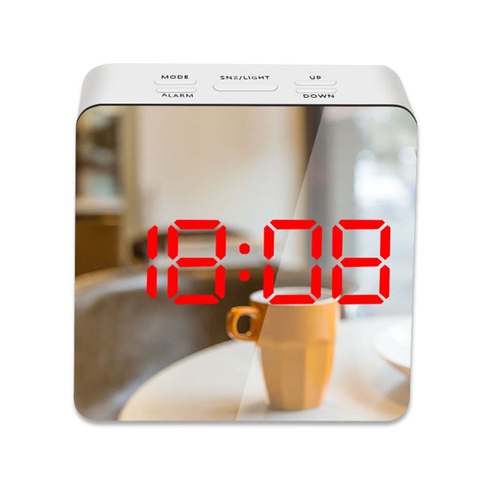 Led Spiegel Wekker Digitale Snooze Tafel Klok Wake... – Grandado