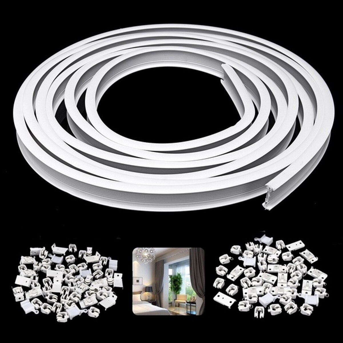 300cm Flexible Ceiling Mounted Curtain Track Rail ... – Vicedeal
