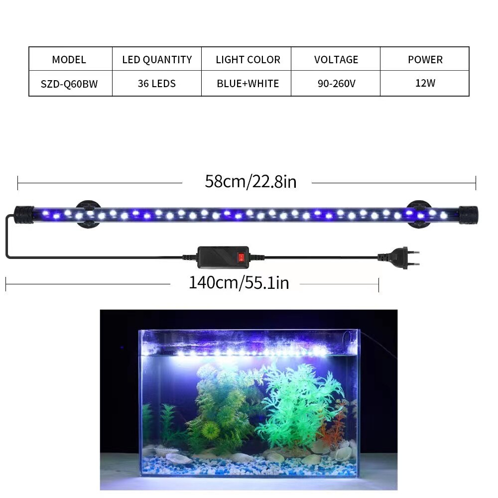 18-58CM Aquarium Light LED Waterproof Fish Tank Cl... – Vicedeal