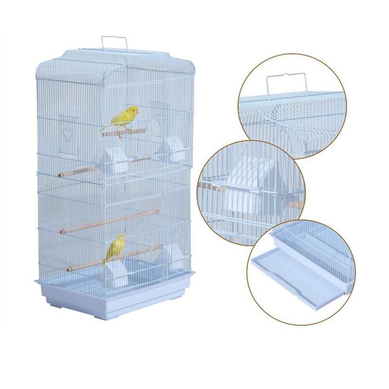 Jaula blanca para pájaros de doble capa, casa para... – Grandado