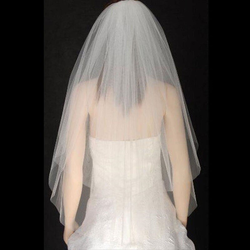 Short Soft Tulle Wedding Veils Two Layers Cut Edge... – Vicedeal
